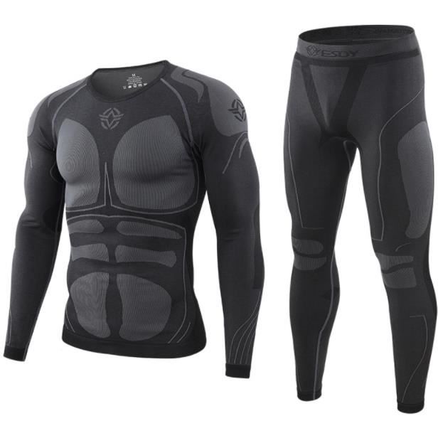 Ensemble de sous-Vêtements Thermiques Homme, Sport Base Layer sous-vêtements Thermiques Quick ...