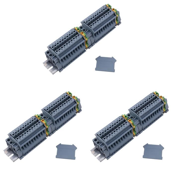 3X Kit de Borniers de Rail DIN, Bornier Uk5N + Blocs de Mise à La Terre ...