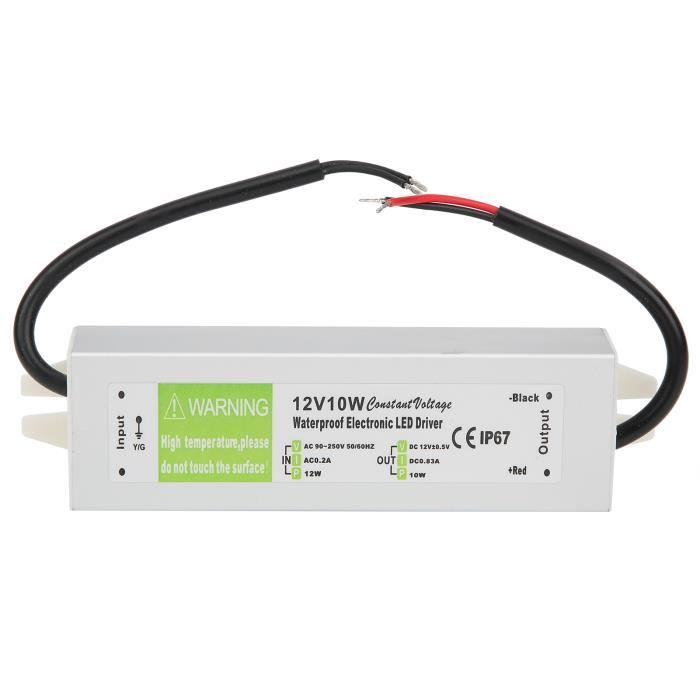 VBESTLIFE Pilote LED Pilote d'Alimentation LED, Alimentation étanche 10 W, Transformateur ...