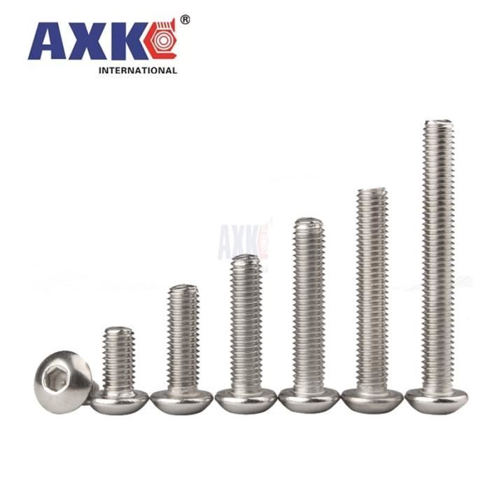 Stainless Steel 304-M6 10pcs-45mm -Vis à tête hexagonale ronde en acier inoxydable ou noire de ...