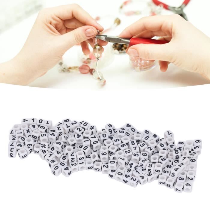 Perles numérotées - ZJCHAO - 300 perles en acrylique 7*7mm - Blanc ...