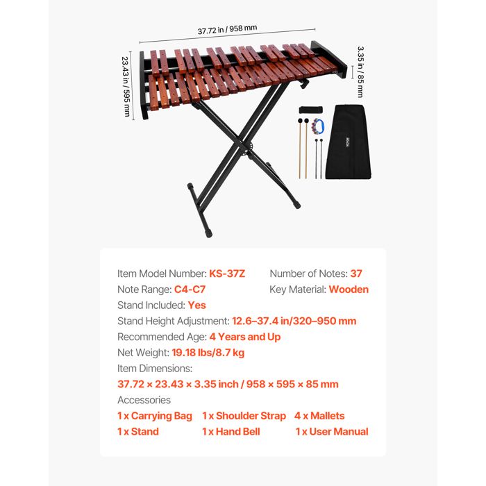 Xylophone 37 Notes-VEVOR-Instrument de Percussion Professionnel en Bois ...