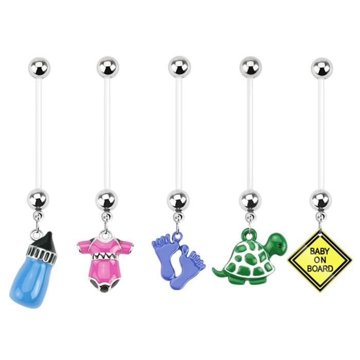 Piercing Nombril Grossesse Bébé Maternité Longue Barre Ultra Flexible ...