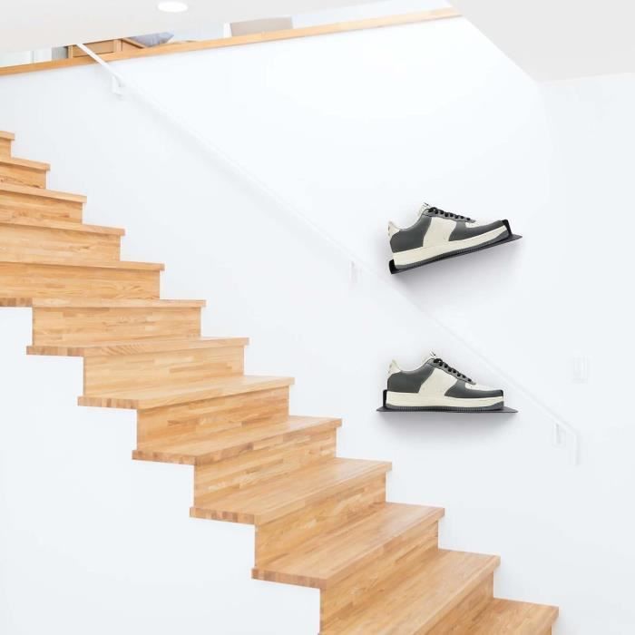 Étagère Support Chaussures Murale en Métal Noir avec Vis Rangement ...