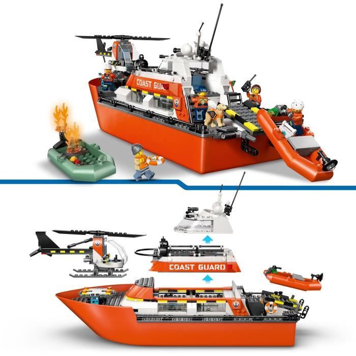 LEGO City 60504 Le Bateau de Sauvetage et l’Hélicoptère des Garde-Côtes ...