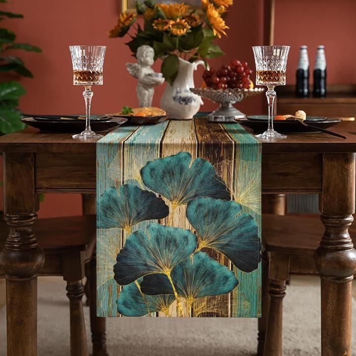 Chemin De Table Vert Bois Rayé Chemin Table Décoratif Rétro Napperon ...