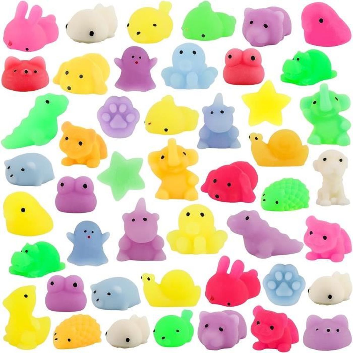 50 Pièces Kawaii Mochi Squishy Toys - Mignon Squeeze Animaux Jouets ...