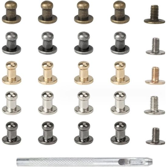 CLKE 100 Pcs Rivets pour Cuir en Métal, Rivet à Visser,Bouton de Col à ...