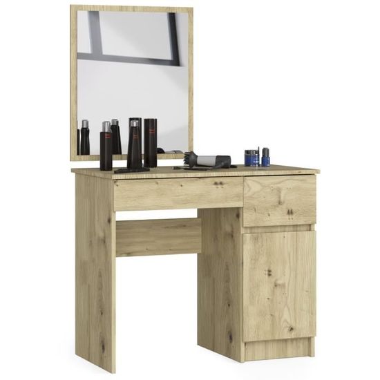 Table de coiffeuse AKORD droite avec miroir - AKORD - Chêne Artisan ...