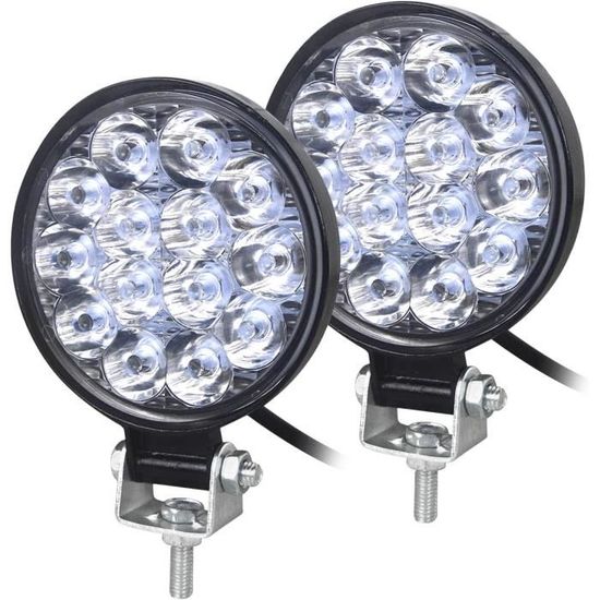 Phare de Travail à led, 2pcs 42W rond phare moto led 12V Rampe Phares ...