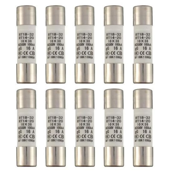16A 500V Fusible à tube céramique RT18-32 Fusible haute tension ...