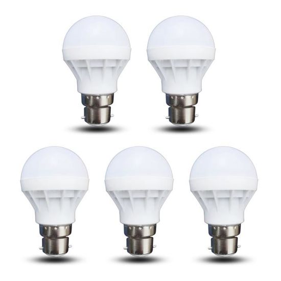 Lot de 5 Ampoules LED culot B22 à baïonnette forme Mini Globe 5W Blanc ...