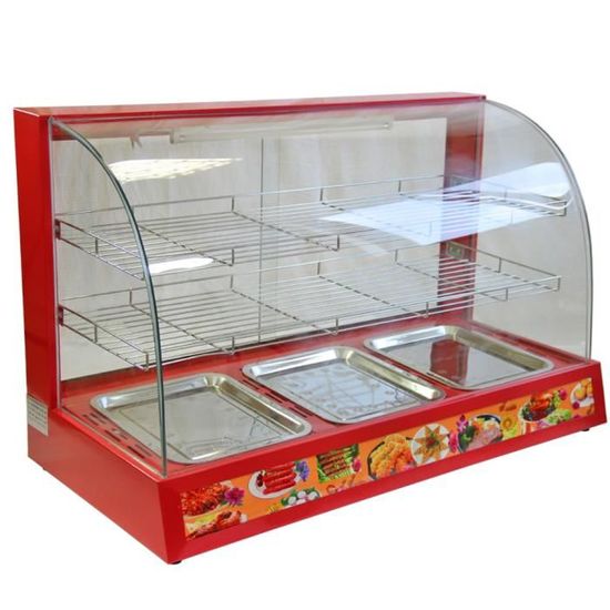 Chauffe-Repas en Verre Rouge - KuKoo - 90cm - 1200W - Vitrine ...