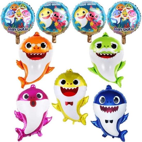 9 Pièces Shark Foil Balloon, Baby Shark Ballons, Bébé Requin ...