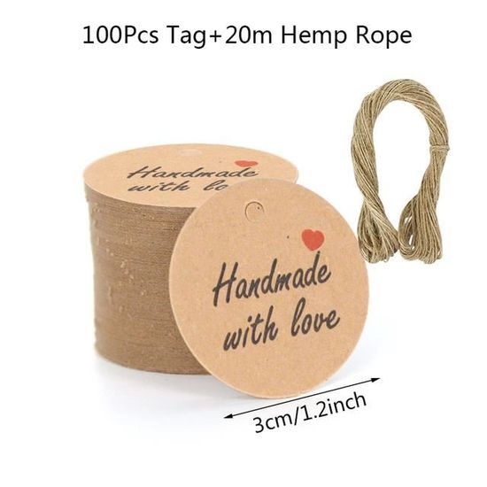 ETIQUETTE CADEAU,Round L06--Étiquettes Cadeaux En Papier Kraft, 100 ...