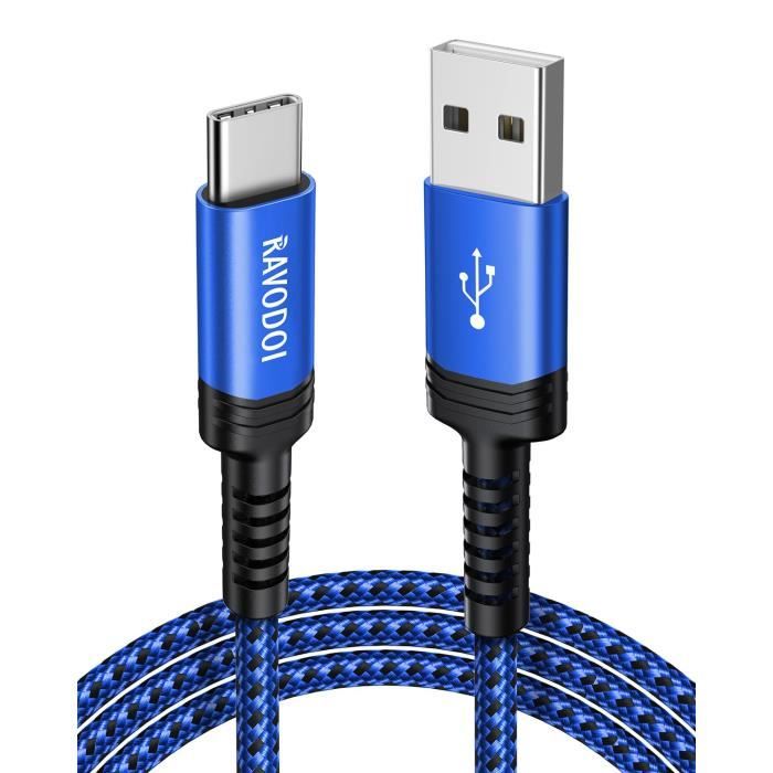 Cable USB C 3M,Câble USB Type C Charge Rapide QC 3.0 Nylon Tressé Cable ...