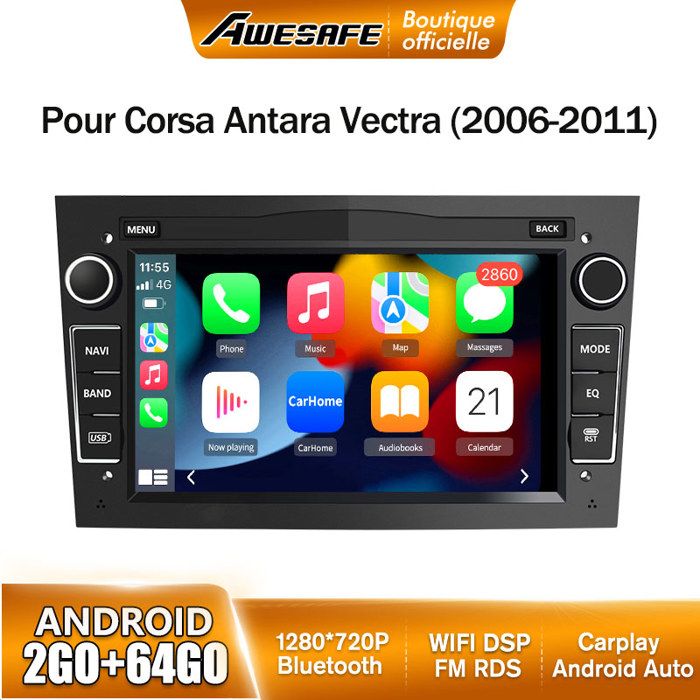 AWESAFE Autoradio Android 13 2Go+64Go pour Opel Corsa Vivaro Antara Zafira Astra Meriva 7 ...
