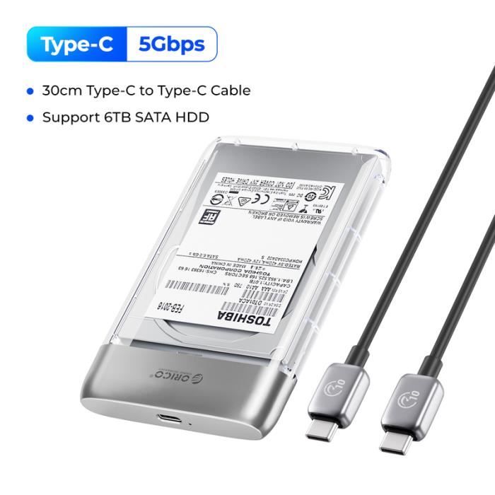Type-C--ORICO-Boîtier de disque dur transparent USB 3.0 de type C, 2.5 ...
