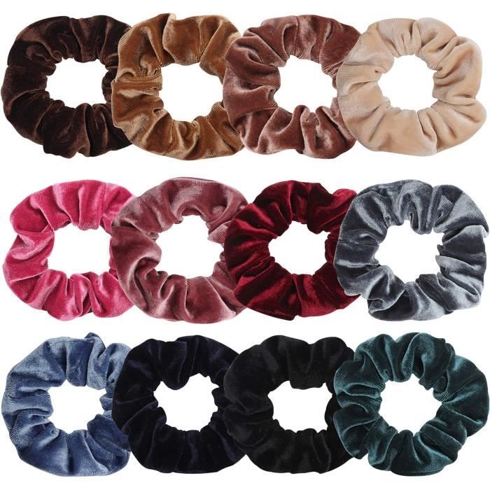 Chouchous Cheveux Velours (Lot De 12) - Gros Chouchou Cheveux Lisses ...
