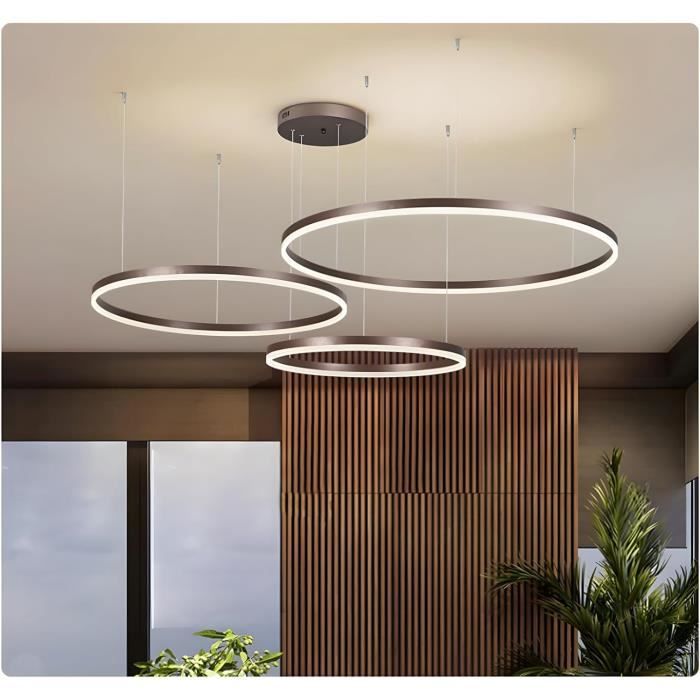 Lustre LED en Métal | 3 Cercles 60+80+100cm | 108W Plafonnier Suspendu ...