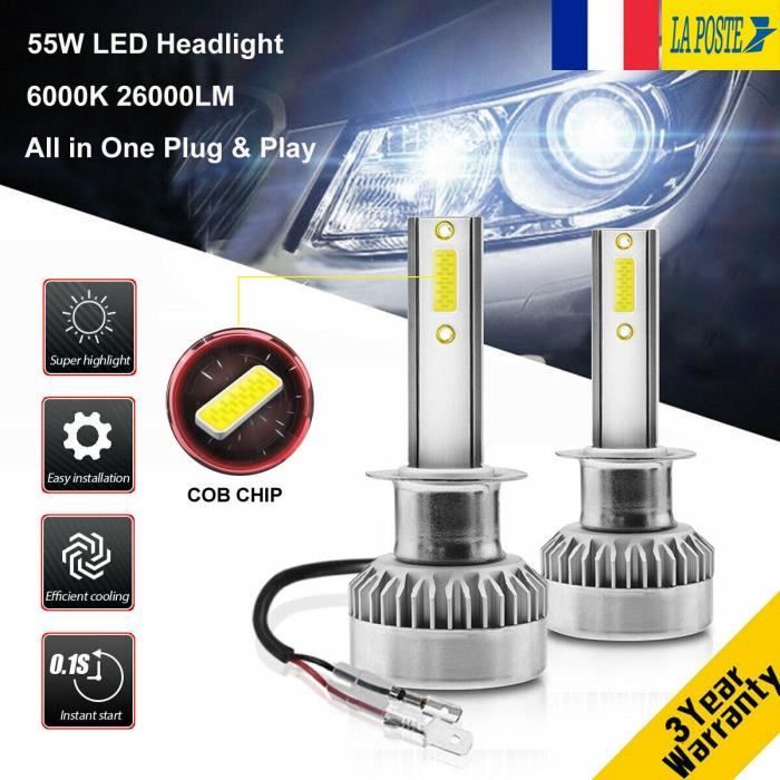 110W 26000LM H1 LED Ampoule Voiture Feux Lampe Kit Phare Remplace Xenon ...