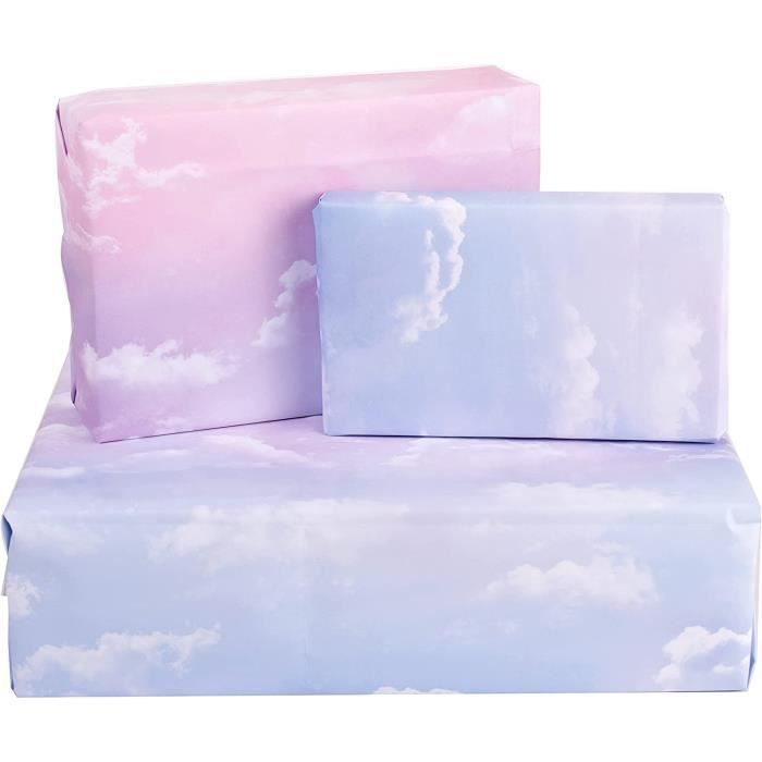 Papier d'emballage d'anniversaire Ciel rose et bleu 6 feuilles de ...