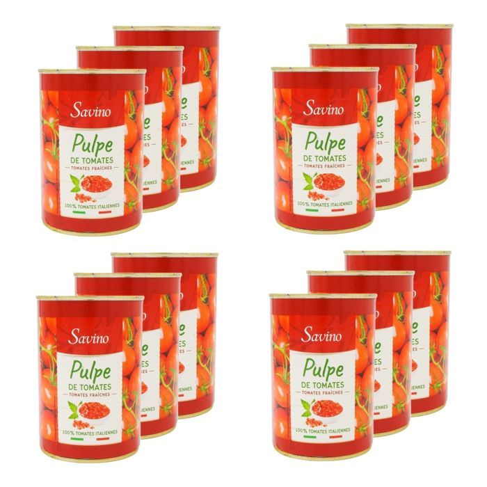 Savino - Lot 12x Pulpe de tomate en dés - Boîte 385g - Cdiscount Au ...