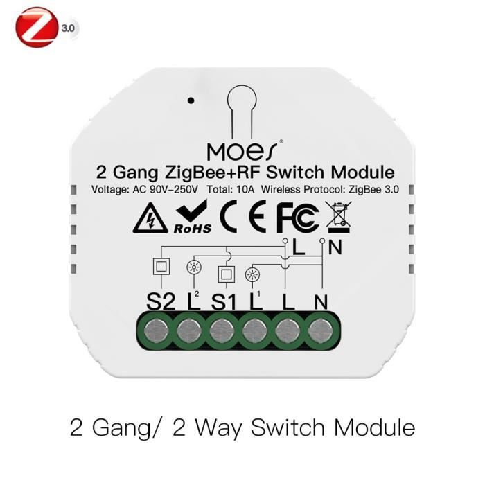 (ZigBee 2 Gang Switch)Interrupteur Wifi Intelligent ZigBee, Variateur ...