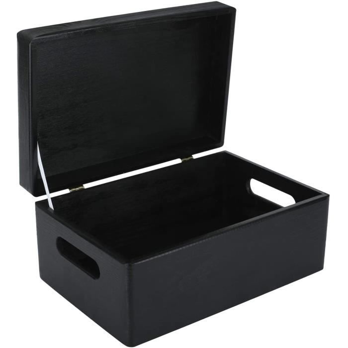 Creative Deco Grande Boite Rangement en Bois à Décorer Noir | 30 x 20 x ...