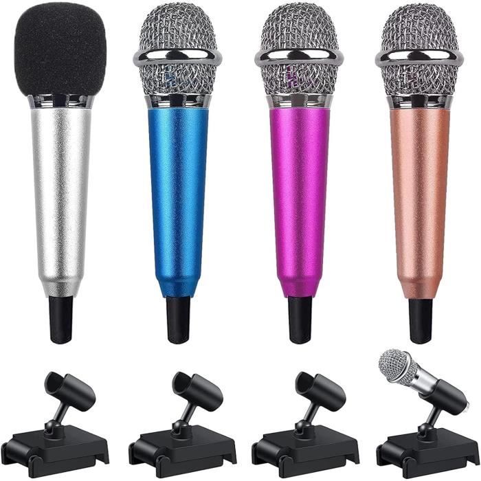 4 Pièces Mini Microphone Pour Karaoké Mini Microphone Filaire En Métal ...
