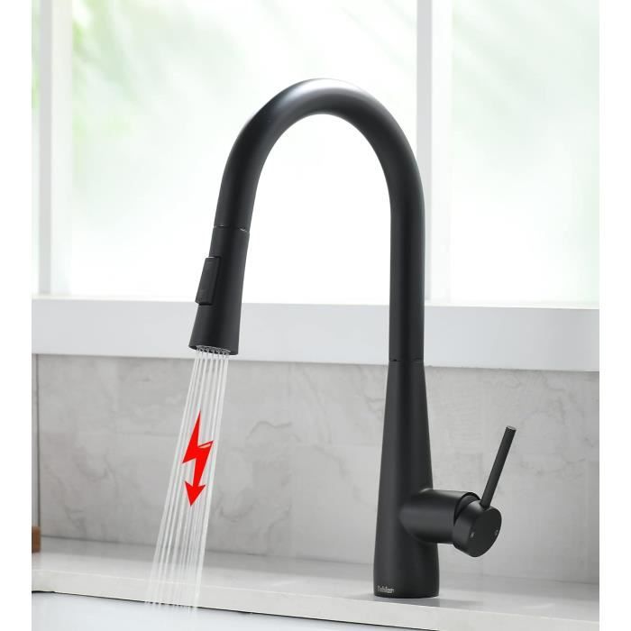Robinet De Cuisine Basse Pression Noir Avec Douchette Extensible ...