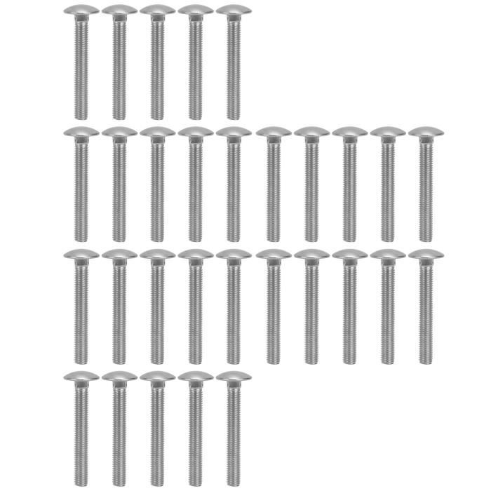 Fdit boulons de carrosserie 30 pièces M8x1.25 boulon à vis A2 tasse en acier inoxydable carré ...