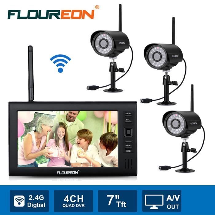 FLOUREON 7 pouces LCD Moniteur DVR et Lot de 3 Caméras de ...