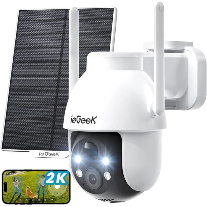 Camera de surveillance - IEGEEK - 2K - Solaire - Vision nocturne ...