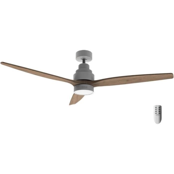 Ventilateur De Plafond Avec Energysilence Aero 5300 White & Wood Design. 30W, Diamètre 52 ”Avec ...