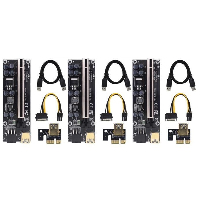 3 Pièce Série 009S Plus Carte Riser VER009S PCIE PCI-E PCI Express X16 ...