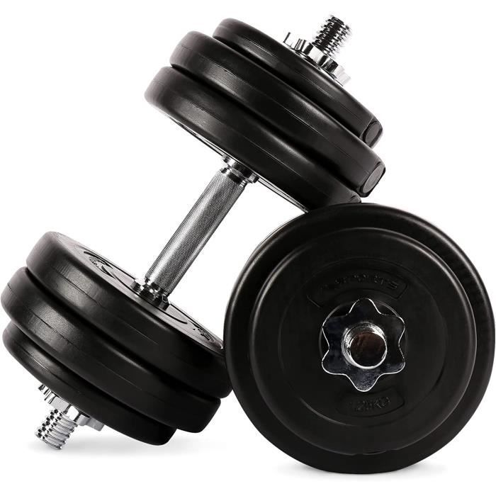 MSPORTS Lot de 2 haltères courts de qualité supérieure - 20 kg ou 30 kg ...