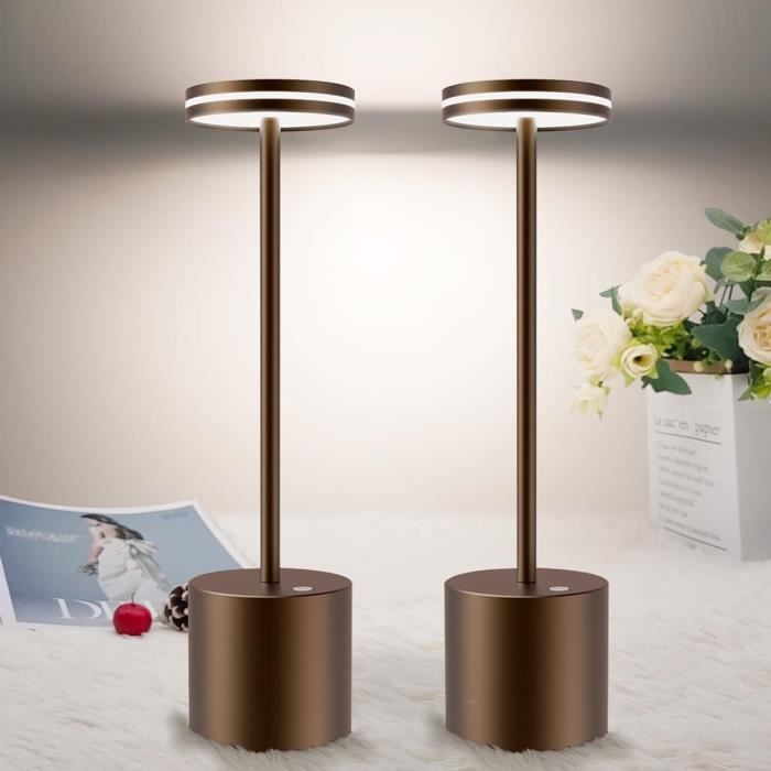 Lampe De Chevet Tactile Sans Fil Usb, 5000Mah 2Pcs Lampe De Table Led ...