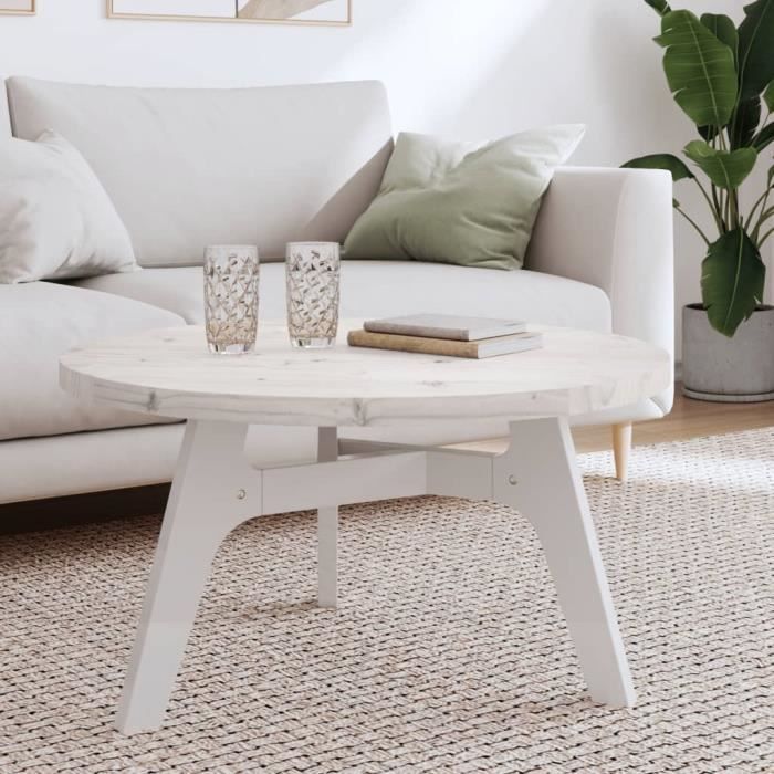 ABIL Dessus de table rond blanc Ø80x3 cm bois de pin massif En Stock ...