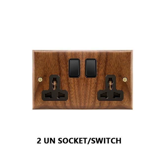 Interrupteur mural,Dual 3HD Socket--interrupteur à bascule en bois de ...