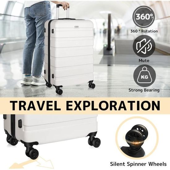 Valise Trolley Cabine Abs Pc Bagage À Main Léger Valises Cabine Avec Et ...