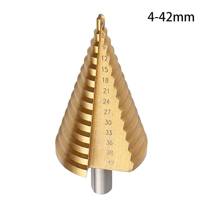Foret étagé HSS 4-42 mm pour métal souple, bois, plastique. Embout de ...