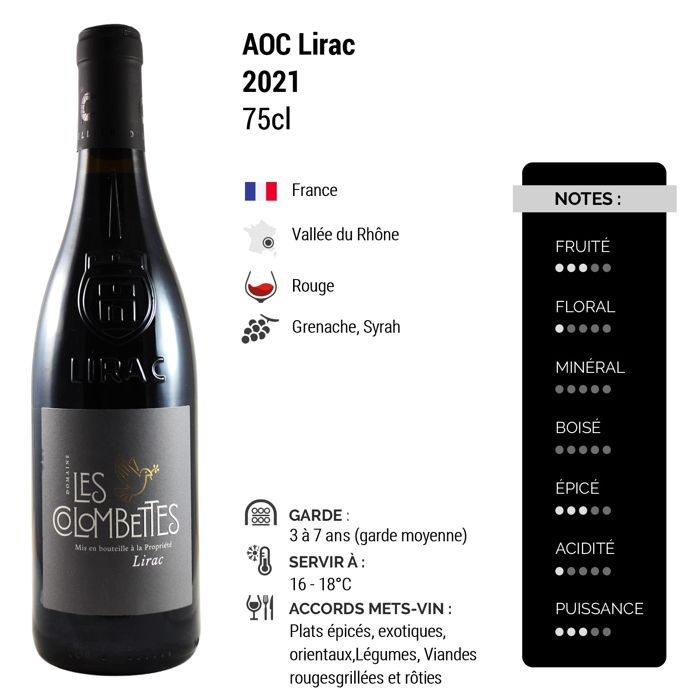 Cellier des Chartreux Lirac Domaine des Colombettes 2021 - Vin Rouge de ...