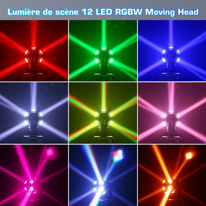 UKing 200W Jeux de Lumiere DJ RGBW DMX Beam 540° Rotation - Lyre LED ...
