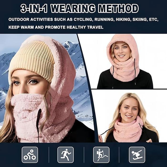 Cagoule de Ski chaude et coupe-vent, masque de moto, polaire réglable ...