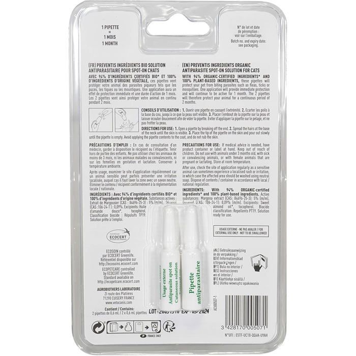 Pipette Chat Anti-Puces Et Tiques | Traitement Et Protection ...