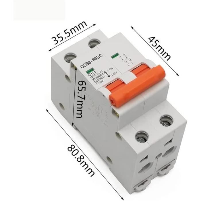 Disjoncteur 2P DC 500V Solaire Mini Disjoncteur MCB Fusible à Courant ...
