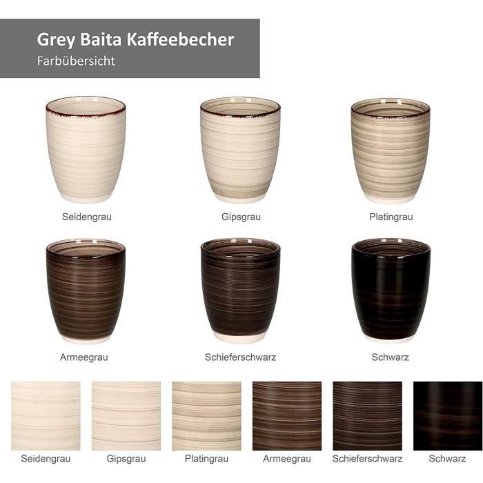BEY-Set 6 tasses à café Grey Baita Couleur grise 350 ml Pour 6 ...