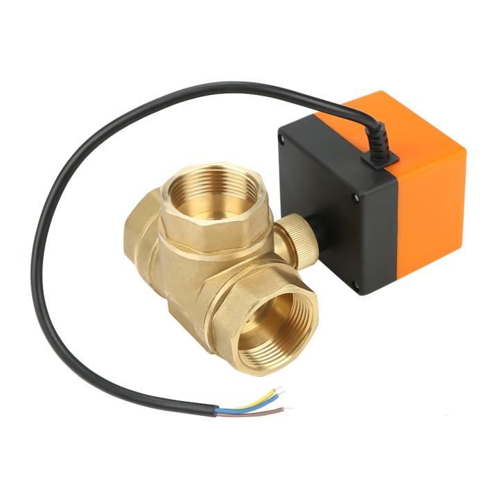 Tbest Robinet à tournant sphérique motorisé Vanne en Laiton de Contrle DC24V 2, Vanne à Boisseau ...