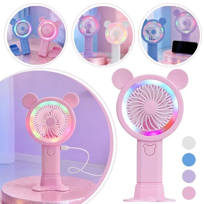 Mini Ventilateur avec Lumière Dégradée - USB Rechargeable - Portable ...